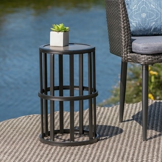 Outdoor 11-Inch Ceramic Tile Side Table, Grey/Black - Bed Bath & Beyond ...