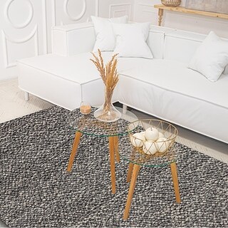 Pebbles Handmade Pitloom Popcorn Rug Beige/Brown Contemporary Wool Area ...