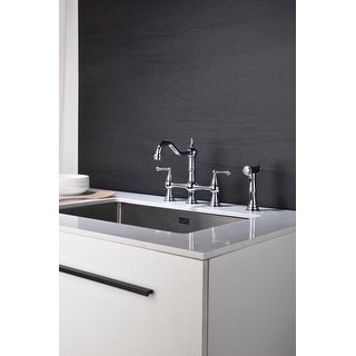 Bridge Two Handle Kitchen Faucet with Pull Out Side Spray - Bed Bath ...