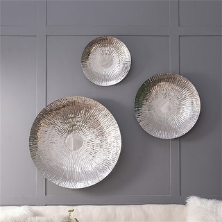 Set of 3 Silver Textured Oversized Disc Wall Decor - Bed Bath & Beyond ...