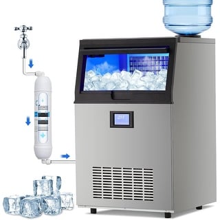 Commercial Ice Maker Machine, Stainless Steel Ice Machine with 33 LBS ...