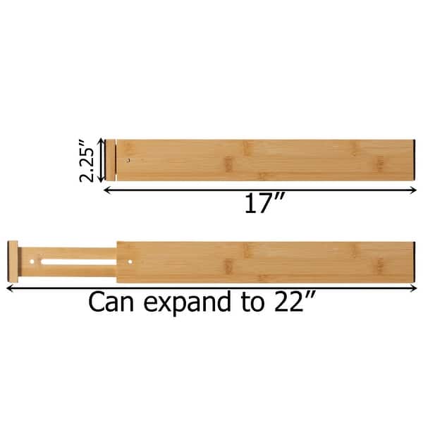 Basicwise 4 Piece Bamboo Expandable Drawer Dividers Adjustable Spring ...