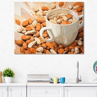 Designart "Orange And Beige Minimal Nuts Cup I" Nuts Wall Art - Bed ...