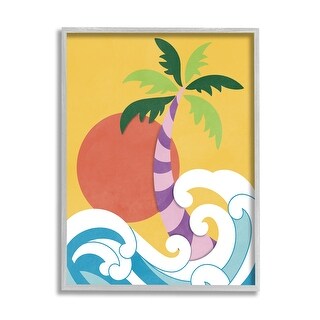 Stupell Modern Tropical Waves Framed Giclee Art Design by Marcus Prime ...
