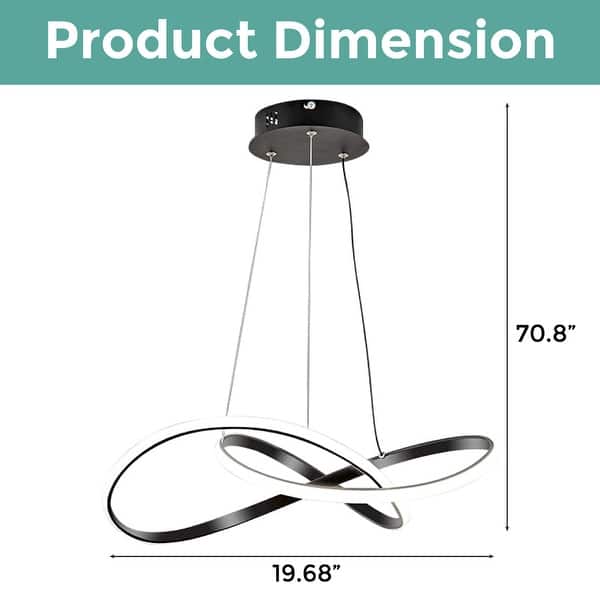 2 Ring pendant light 4000K Black dining lights acrylic hanging light ...