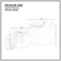 Set of 2 Nesting Round Storage Ottoman, Coffee Table Footstool with MDF ...