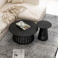 Round Coffee Table, Solid Wood Storage Circle Center Table - Bed Bath ...