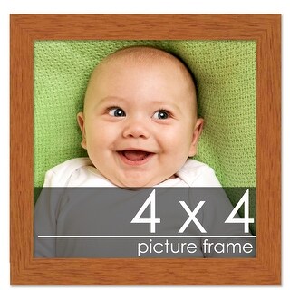 4x4 Traditional Honey Pecan Complete Wood Picture Frame with UV Acrylic ...