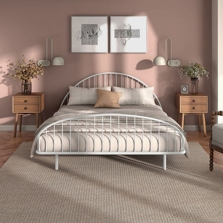 Furniture of America Duke Curved Metal Powder Coated Bed Frame, Box ...