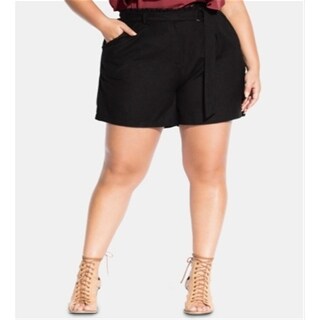 City Chic Women's Sweetly Belted Paperbag Waist Shorts Black Size 20W ...