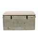 Gray Metal Galvanized Storage Bench with Cream Upholstered Burlap Top ...