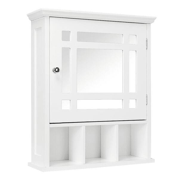 Wall Mount Storage Cabinet With Single Mirror Door Adjustable Shelf ...