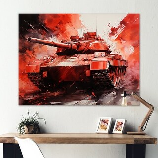 Designart "Artillery Military Tank Power I" Military Wall Art Red ...