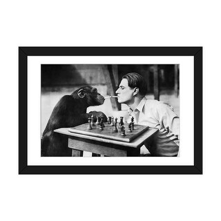iCanvas "Young Man And A Chimpanzee Smoking Cigarettes And Playing ...