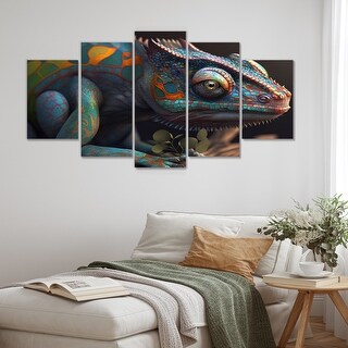 Designart "Close-Up Of Colourful Cameleon I" Animals Insert Multipanel ...