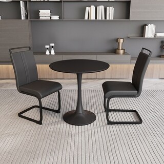 3-Piece Set Dining Table,MDF Tabletop and Base,2 Metal Leg Dining Chair ...