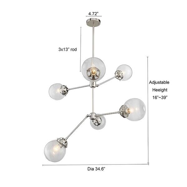 6 - Light Adjustable Sputnik Glass Sphere Chandelier - Bed Bath ...