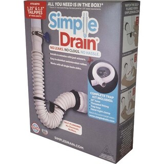 Simple Drain Self-Plunging Sink Drain Universal Trap Repair Kit - 1 Each - 30 In. Hose - Bed ...