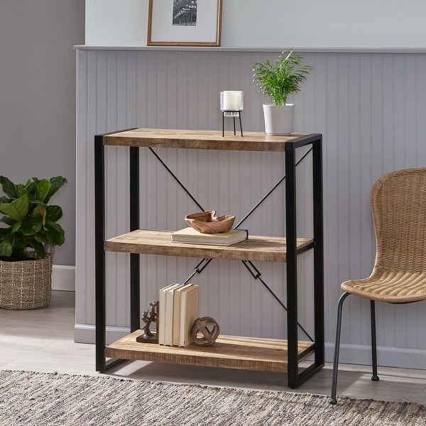 Brinkley Indoor Mango Wood Handcrafted 3 Shelf Shelving Unit by Christopher Knight Home On Sale Bed Bath Beyond 32573674