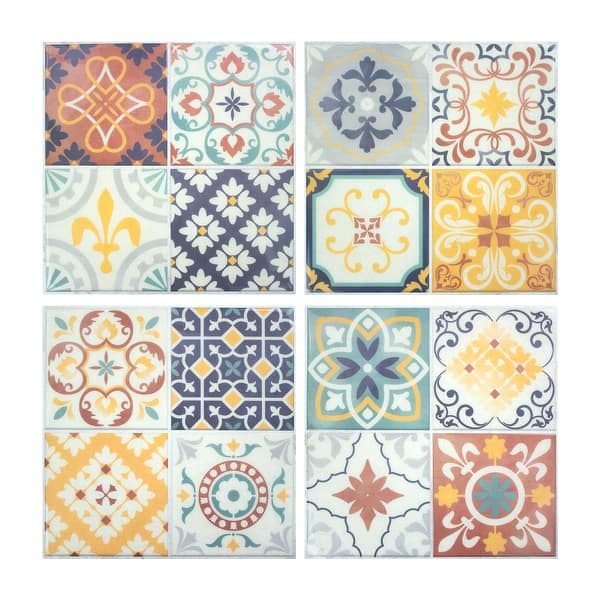 RoomMates Orange & Blue & Yellow Spanish Terracotta Tile Peel and Stick ...