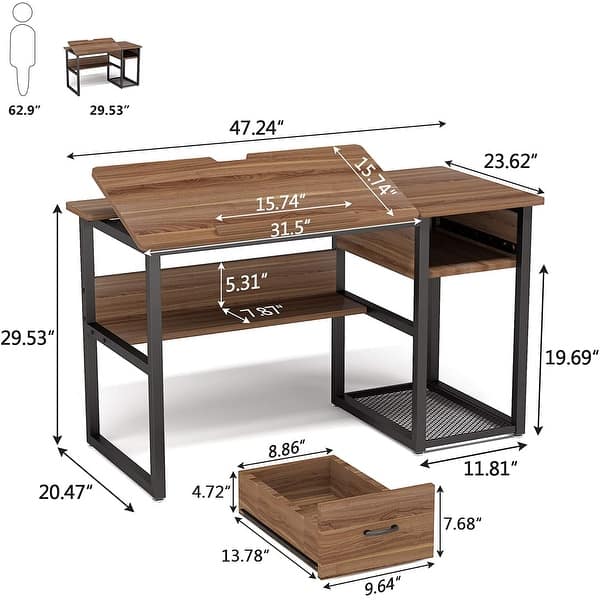 Drafting Table Drawing Computer Desk Artist Craft Table with Adjustable ...