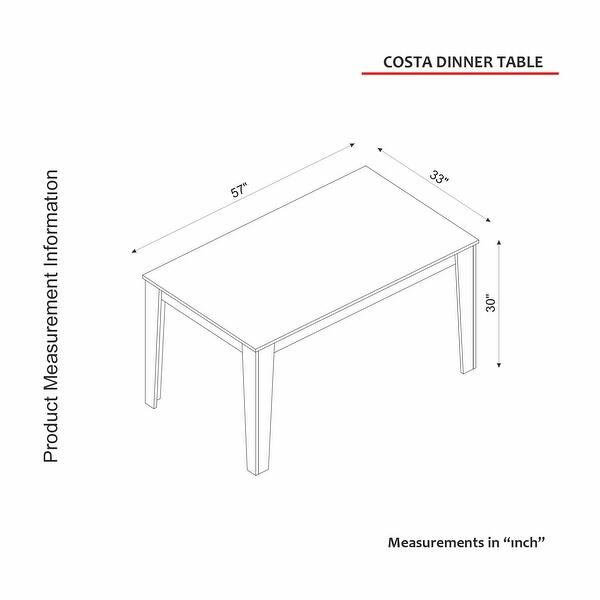 Costa 57" Modern Rectangular 6 Person Dining Table, Good Quality for ...