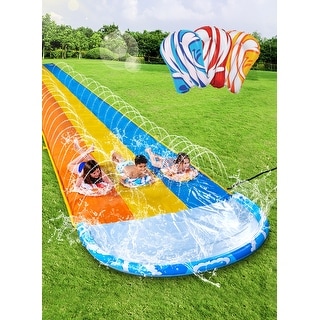 22.5ft Triple Water Slide with 3 Body Boards and Slip Sprinkler - Bed ...