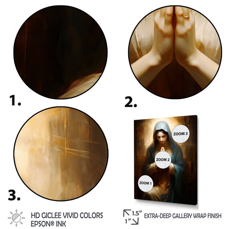Designart "Mother Mary Christian Portrait IV" Christianism Gold Wall ...