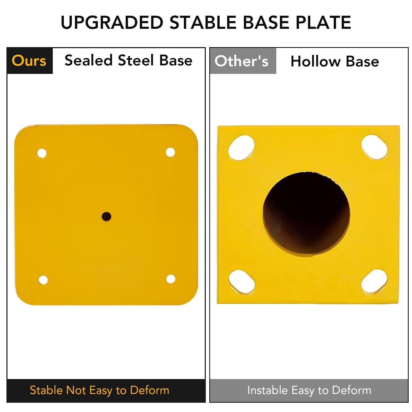 Yellow Steel Pipe Safety Bollard Post with 8 Anchor Bolts and 1 Wrench ...