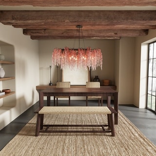 Modern Farmhouse Extendable Dining Table Set with Solid Wood Rattan ...