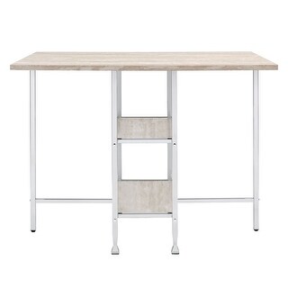 Rectangular Counter Height Table with Open Shelves in Antique White and ...