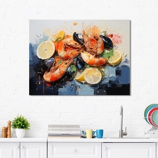 Designart "Seafood Representation Acrylic" Food & Beverage Canvas Wall ...