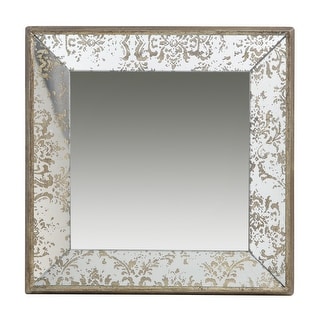 19 Inch Square Accent Wall Mirror, Mountable, Raised Silver and Gold ...