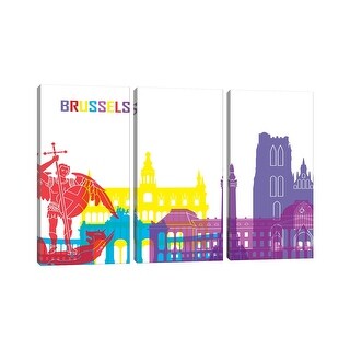 iCanvas "Brussels Skyline Pop" by Paul Rommer 3-Piece Canvas Wall Art ...