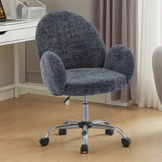 Swivel Office Chair, High Back Round Armrest Office Chair with Wheels ...
