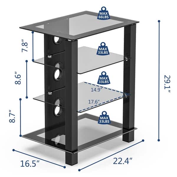 4-Tier Media Stand Stereo Cabinet Audio Rack Tower - Bed Bath & Beyond ...
