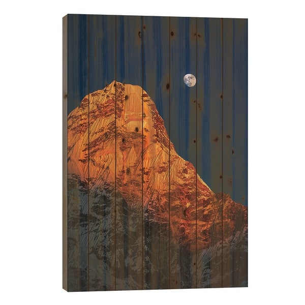 Nepal Himalayas Mount Everest And Moon Blue Hour II Print On Wood by ...
