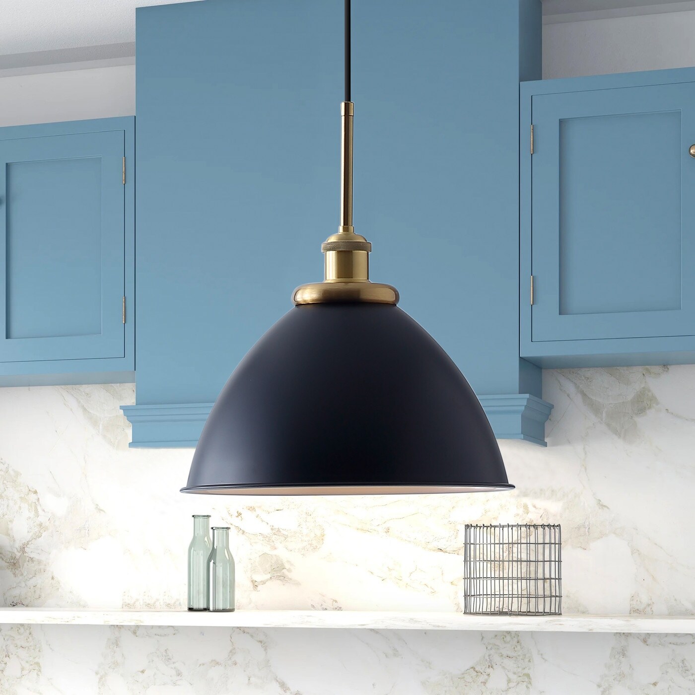 Modern Black Finish Metal Cone Pendant Light Fixture for Kitchen Island ...