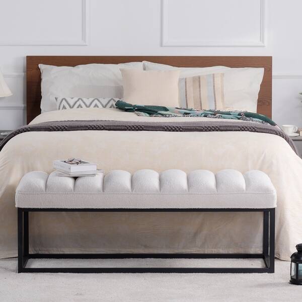 Velvet Upholstered Modern Bench Bedroom Footstool Double Sofa Living ...