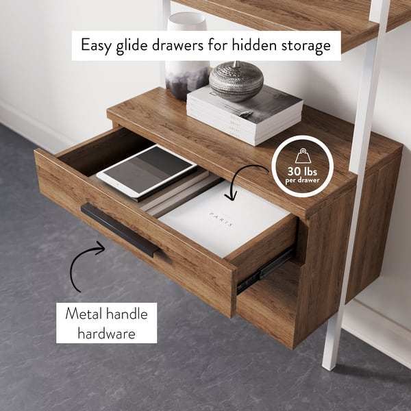 Nathan James Theo Open Shelf Industrial Bookcase with Drawers or ...