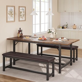 3 Piece Large Extendable Kitchen Table Set for 6 - Bed Bath & Beyond ...