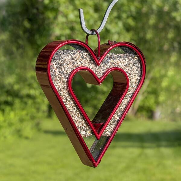 Be Still My Heart Fly Thru Heart-Shaped Ruby Red Bird Feeder by Good ...