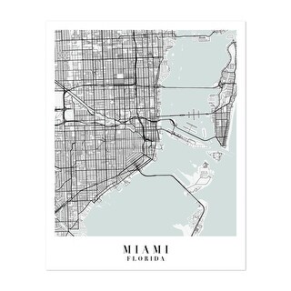 Miami Florida Miami Florida Blue Water Street Map Art Print/Poster ...