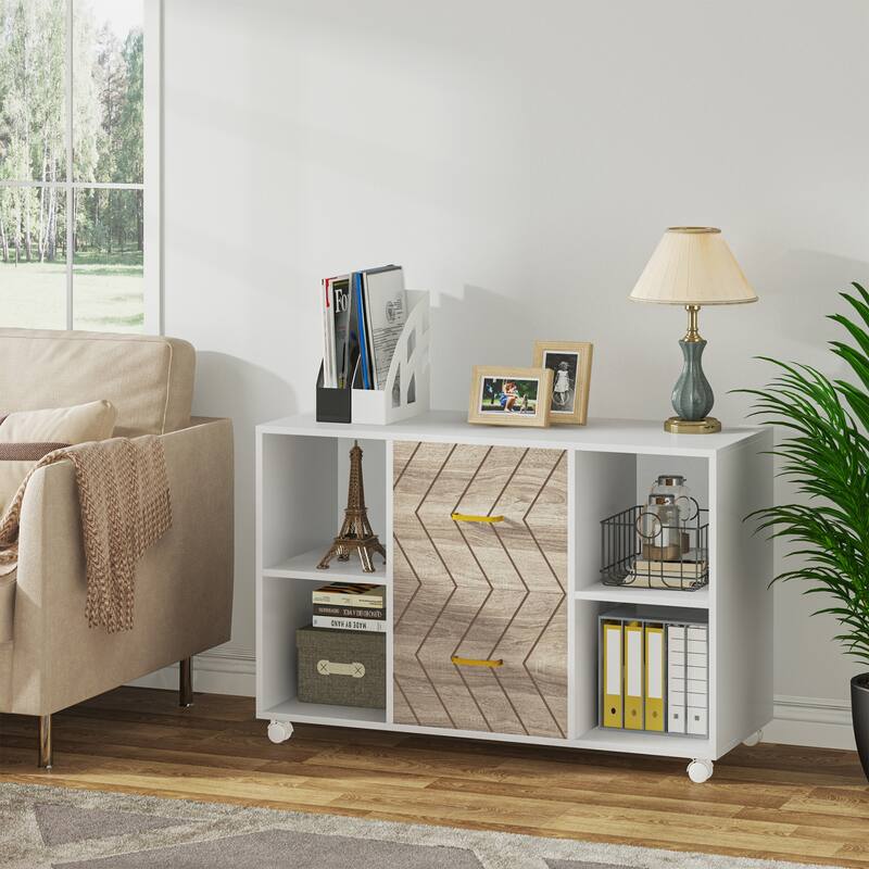 Mobile Lateral File Cabinet, Wood, 2-Drawer - Overstock - 33900813