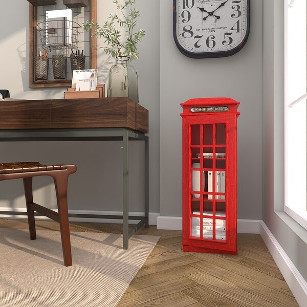 Red phone booth media storage cabinet store