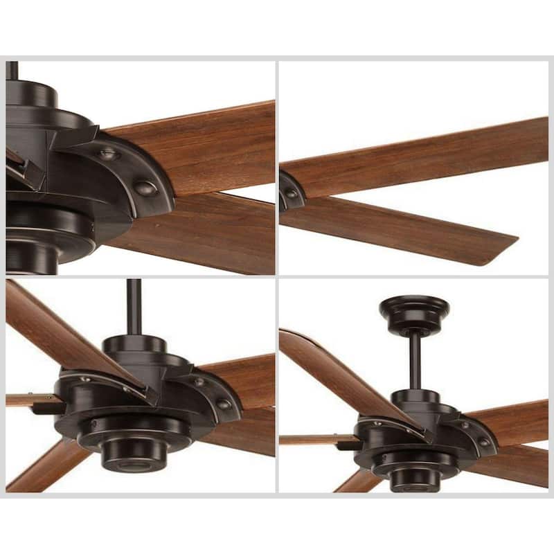 Ellwood Collection 68" Carved Wood Blade Ceiling Fan - 68 in x 68 in x ...