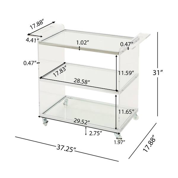 Yves Bar Trolley with Glass Shelves by Christopher Knight Home - Bed ...