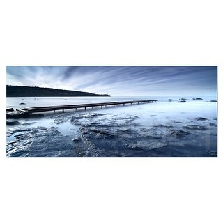 Designart 'Wooden Pier Deep into Sea' Seascape Photo Metal Wall Art ...