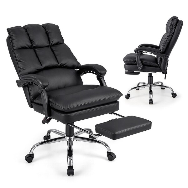 Ergonomic Office Chair High Back Reclining w Footrest Pad Black