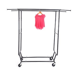 Heavy Duty Steel Double-bar Garment Rack Hanger Black and Chrome Plated ...